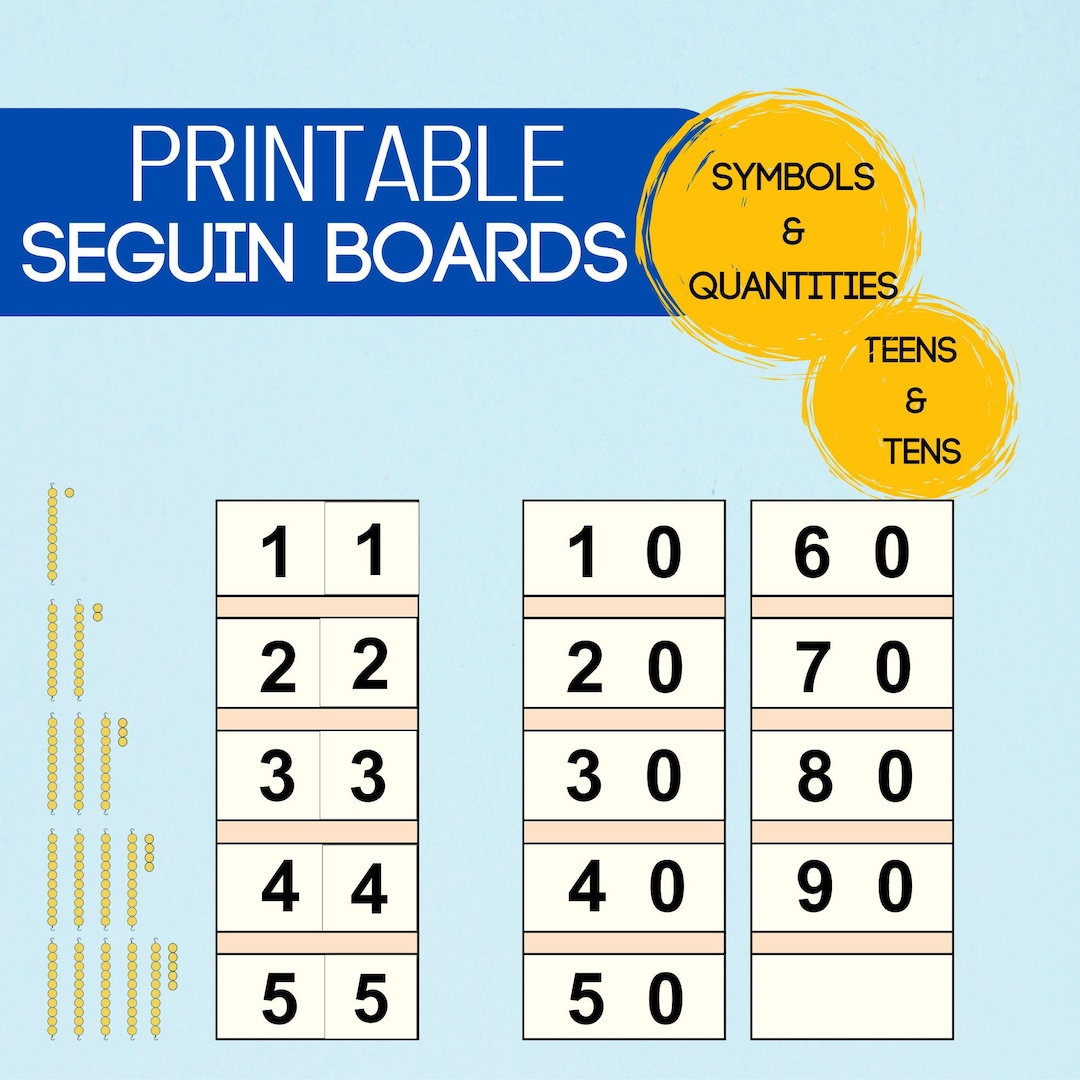 Montessori Seguin Boards: Printable Teens and Tens Boards With Bead ...