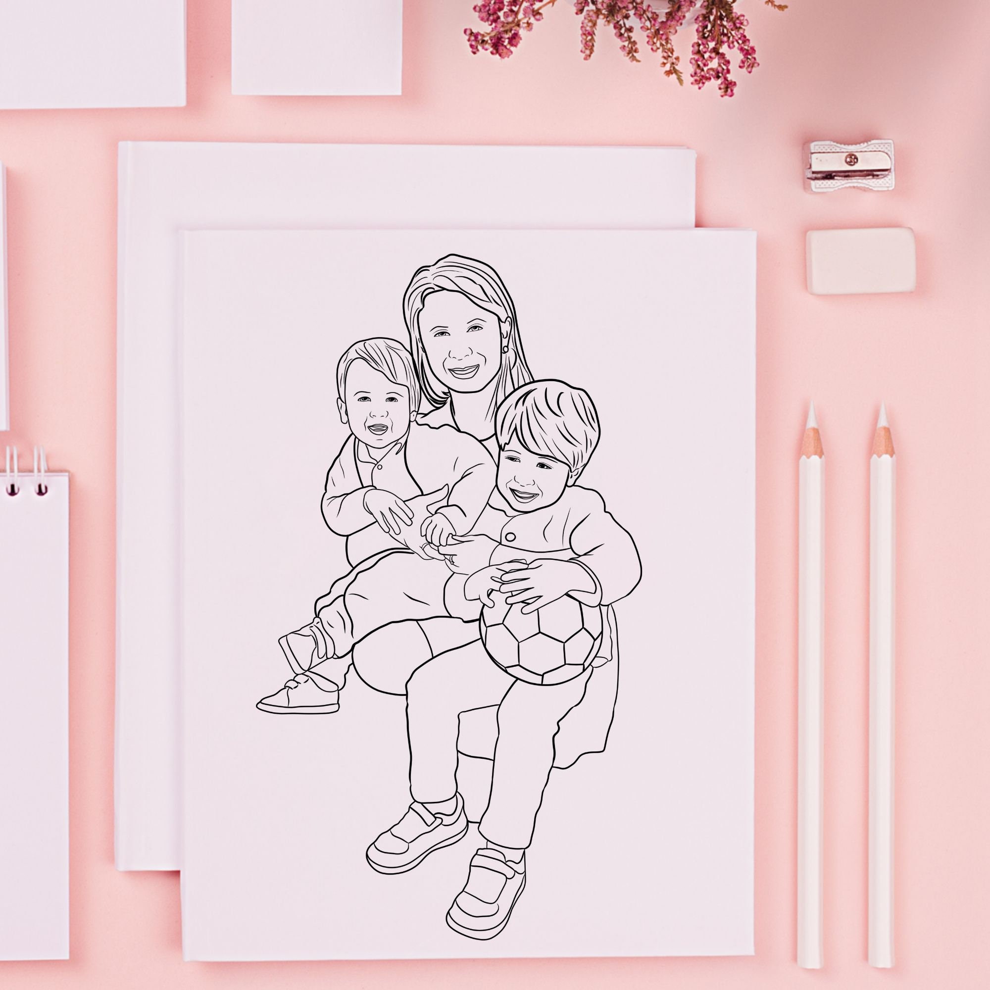 Personalized Coloring Page From Photo, Mother's Day Coloring Picture ...