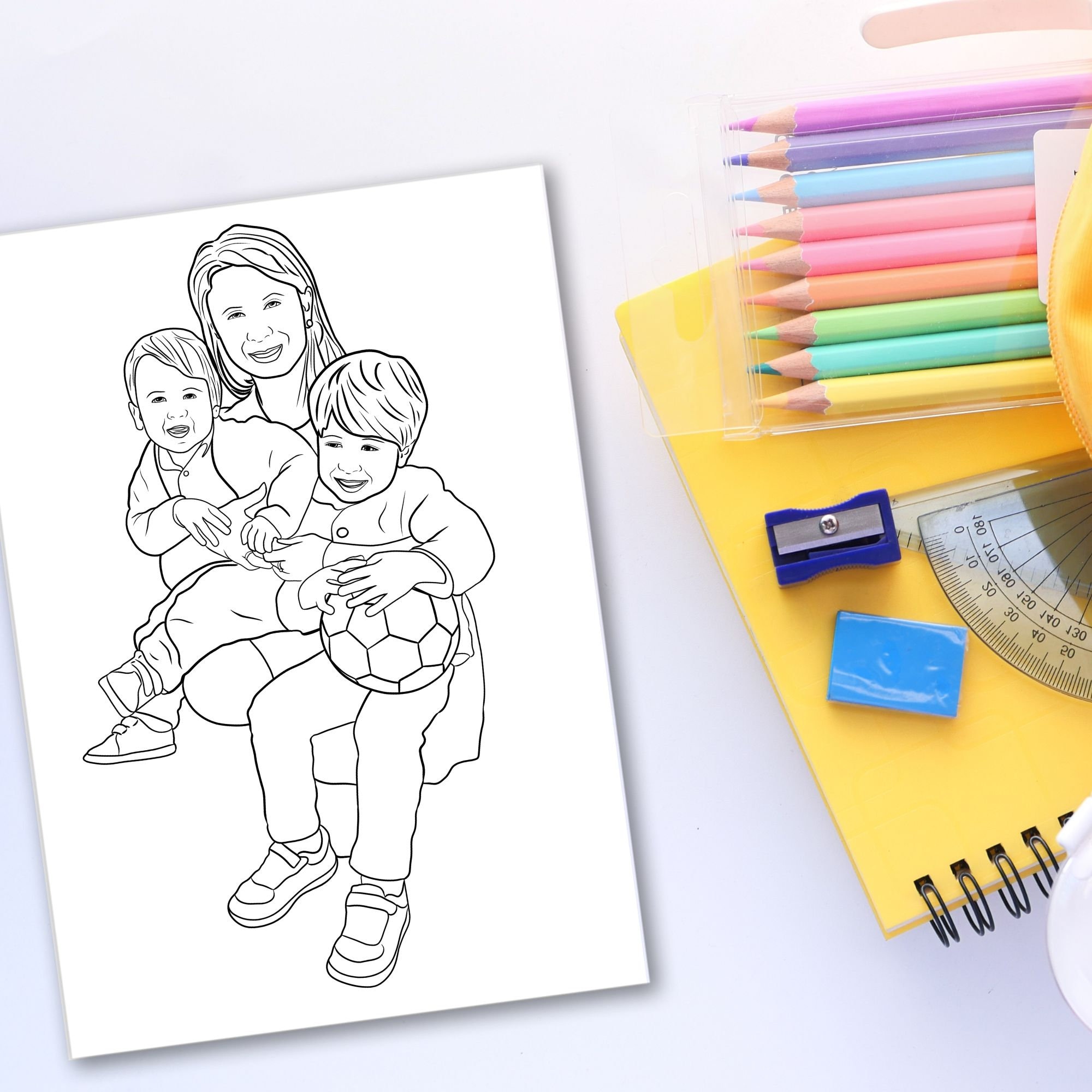 Personalized Coloring Page From Photo, Mother's Day Coloring Picture ...