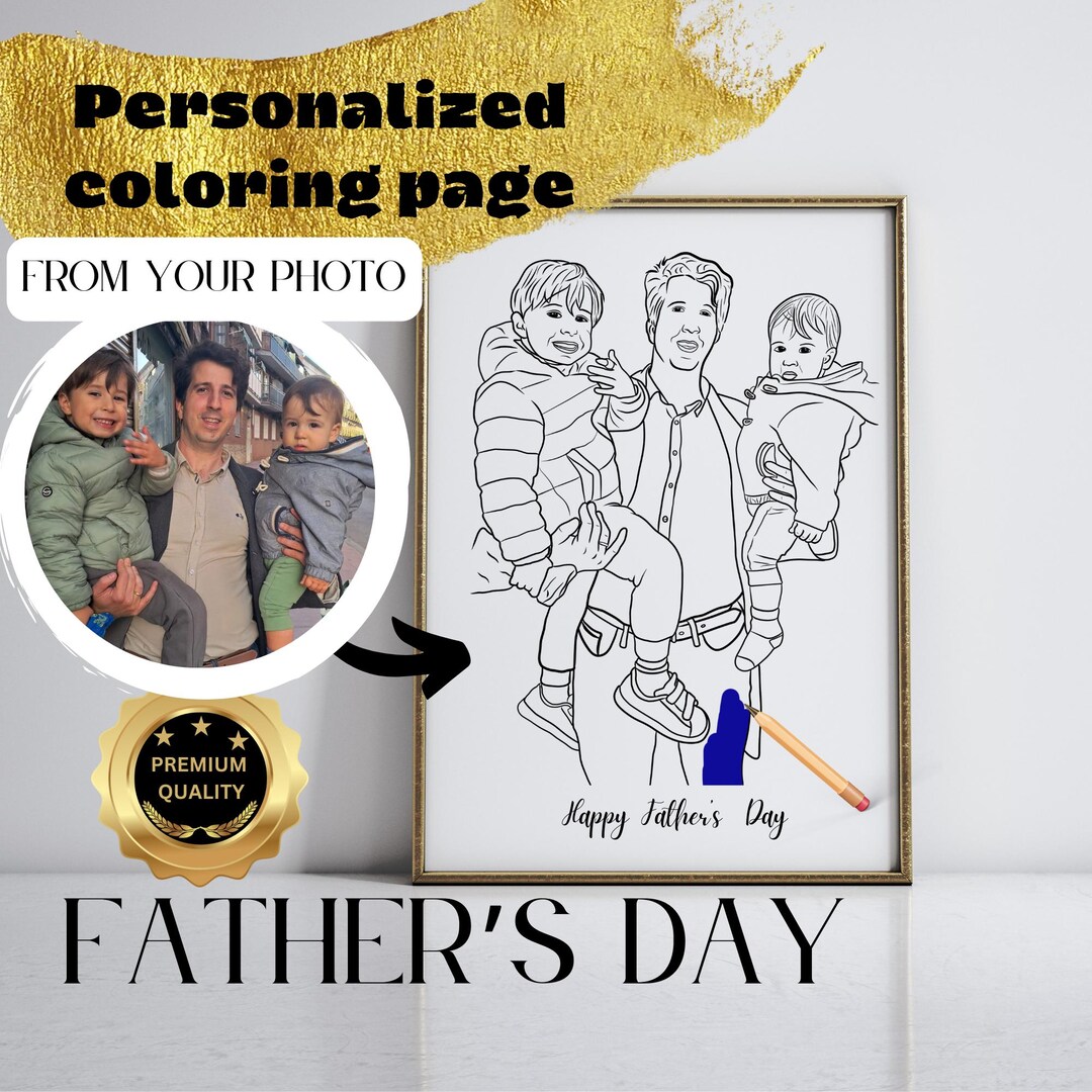 Customized Coloring Page Father's Day, Birthday Gift for Dad ...