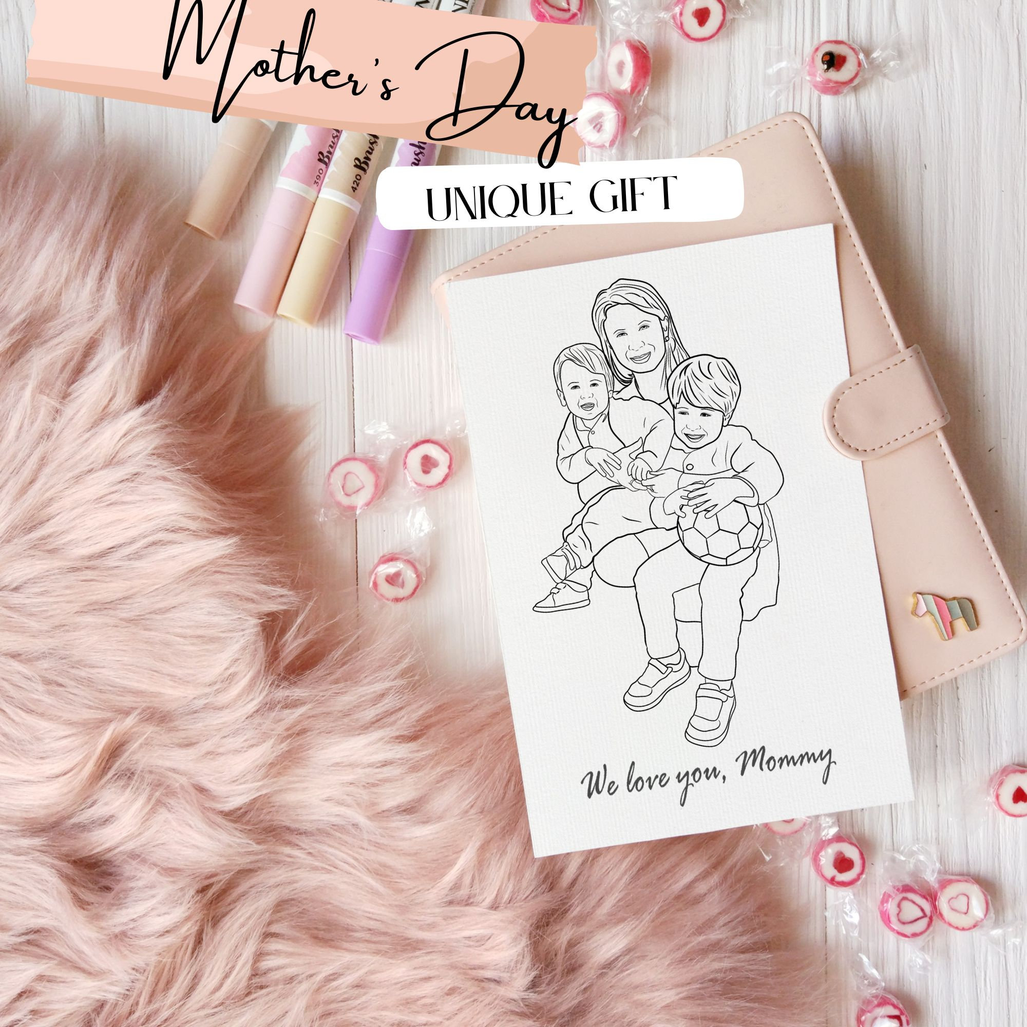 Personalized Coloring Page From Photo, Mother's Day Coloring Picture ...