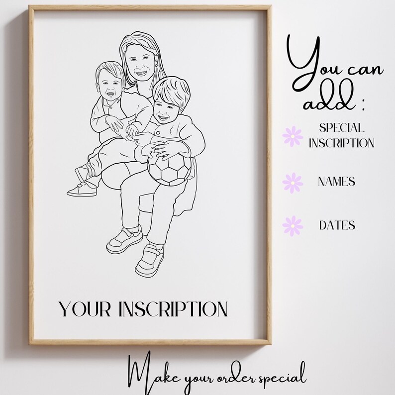 Personalized Coloring Page From Photo, Mother's Day Coloring Picture ...