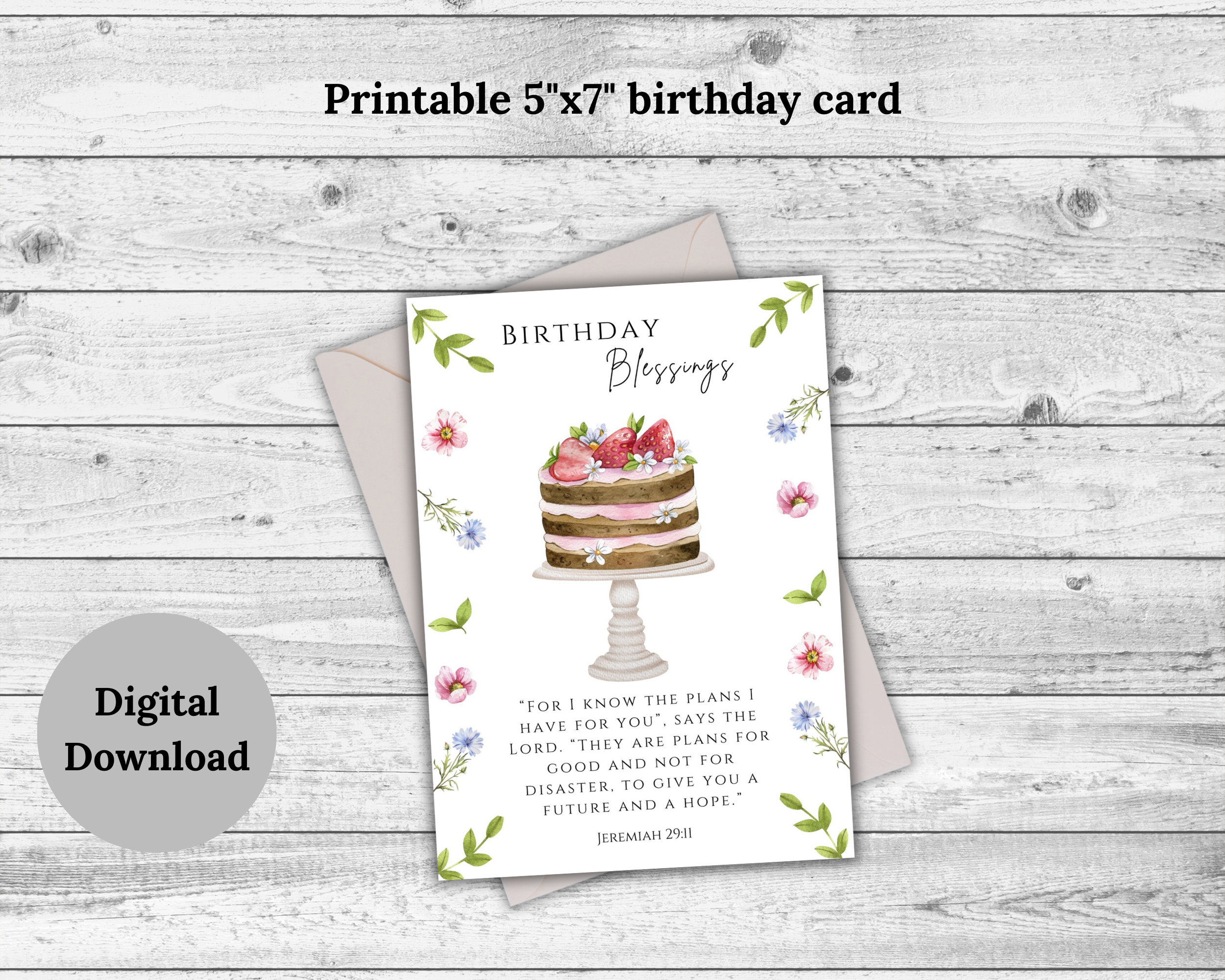 Digital Birthday Blessings Sponge Cake Card for Mom Summer Garden ...
