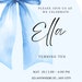 Editable Bow Birthday Invite Blue Watercolor Ribbon Invitation Coquette ...