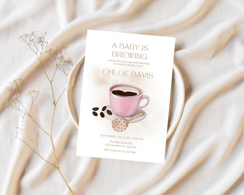 Coffee Bean Baby Shower Invitation Editable a Baby is Brewing Baby ...