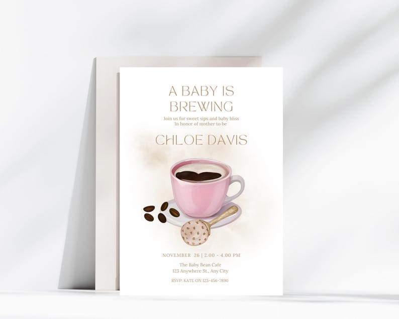 Coffee Bean Baby Shower Invitation Editable a Baby is Brewing Baby ...