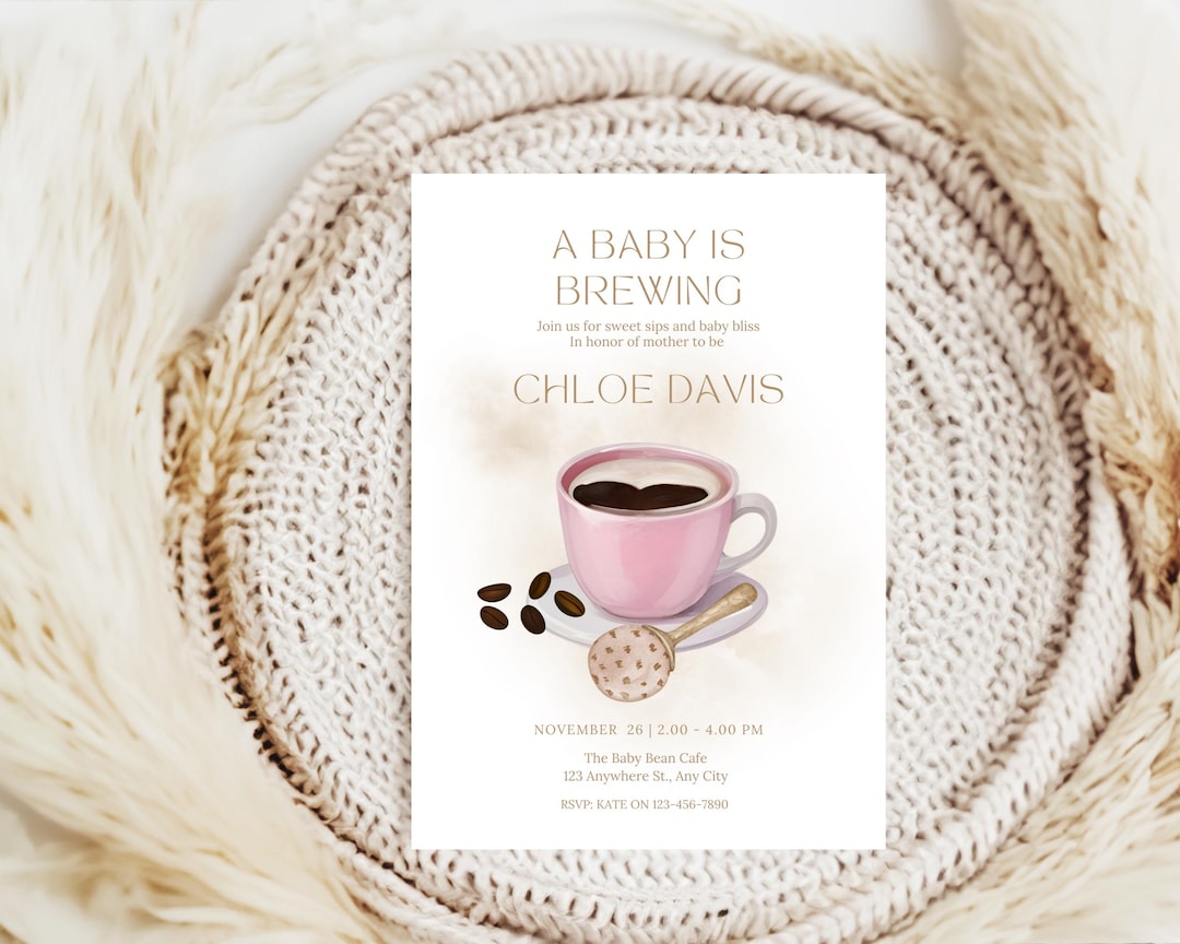 Coffee Bean Baby Shower Invitation Editable a Baby is Brewing Baby ...