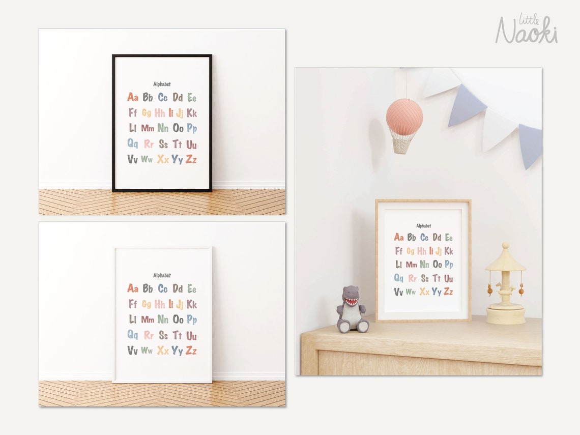 Bright Alphabet Poster Educational Rainbow Printable Art for Homeschool ...