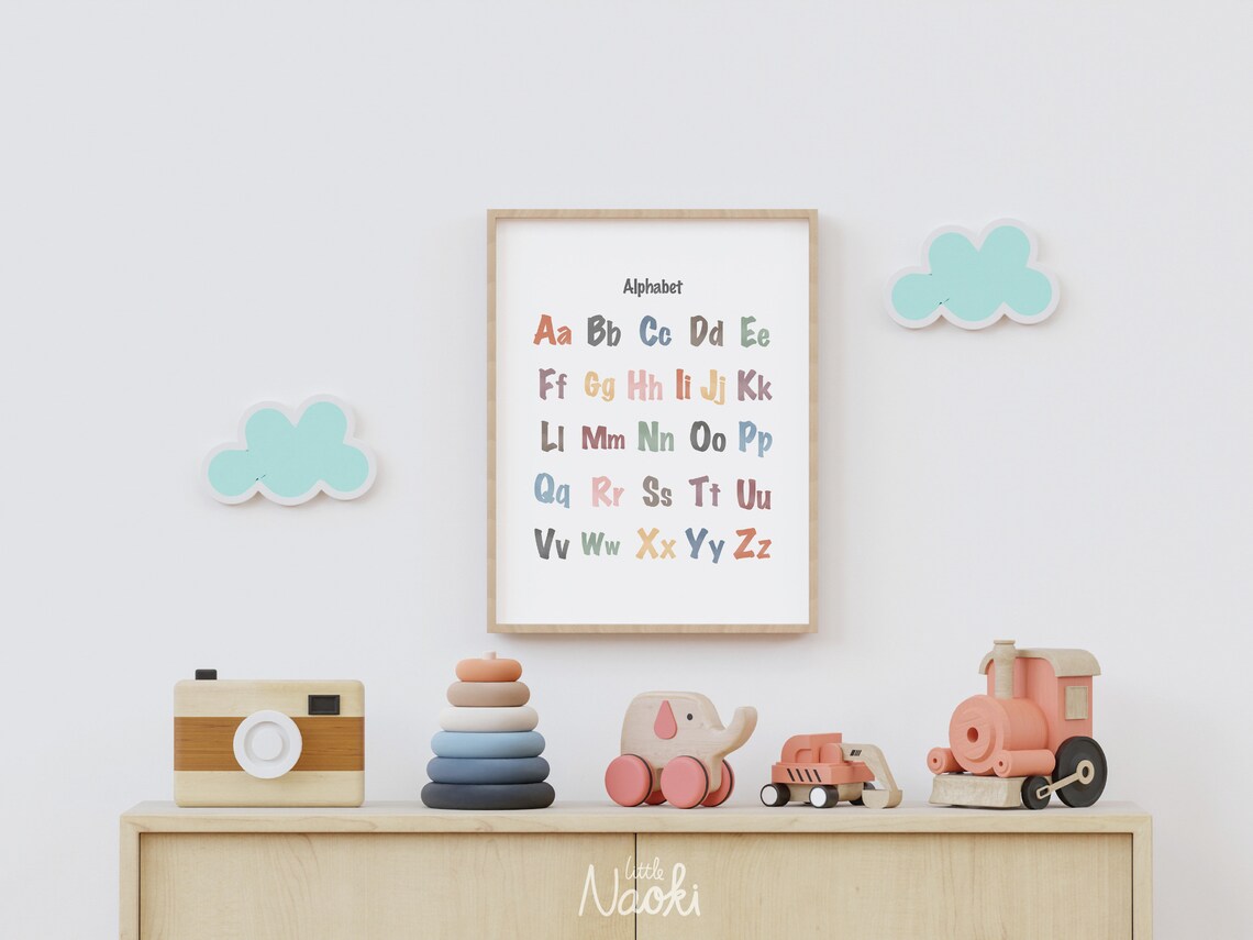 Bright Alphabet Poster Educational Rainbow Printable Art for Homeschool ...