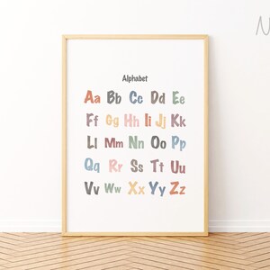 Bright Alphabet Poster Educational Rainbow Printable Art for Homeschool ...