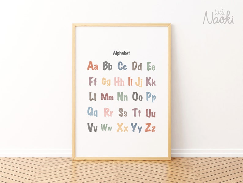 Bright Alphabet Poster Educational Rainbow Printable Art for Homeschool ...