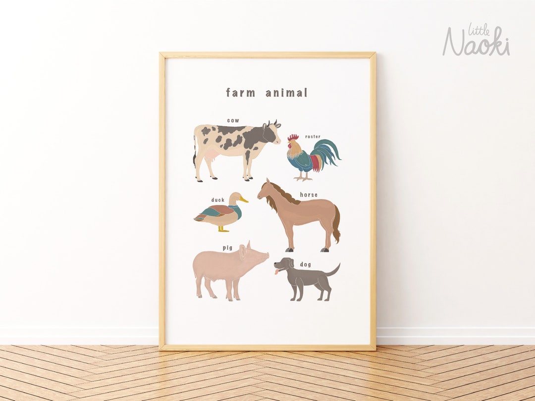 Farm Animal Education Poster for Nursery Wall Decor and Playroom ...