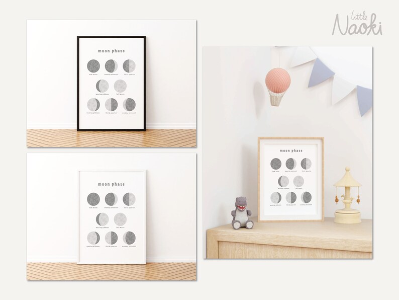 Astronomy Nursery Decor Moon Phases Poster Child's Room Wall Art Luna ...