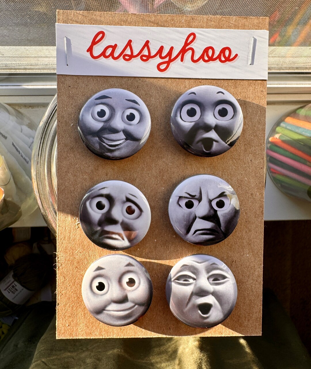 Thomas the Tank Engine Thomas Faces 1.25 Buttons Pins or Magnets Set of ...