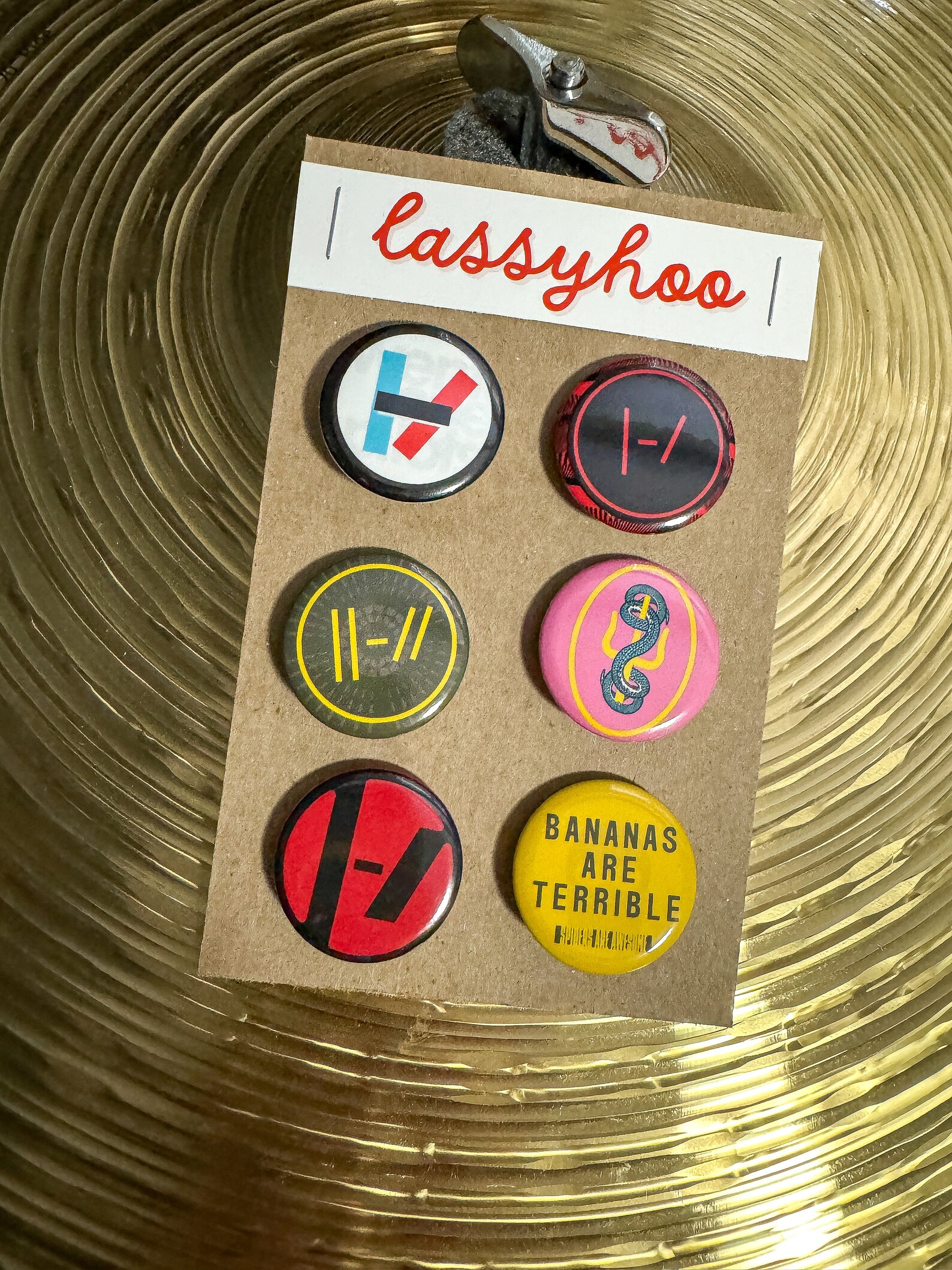 Twenty One Pilots Clancy Logo Merch Bananas Are Terrible 1.25 Buttons ...