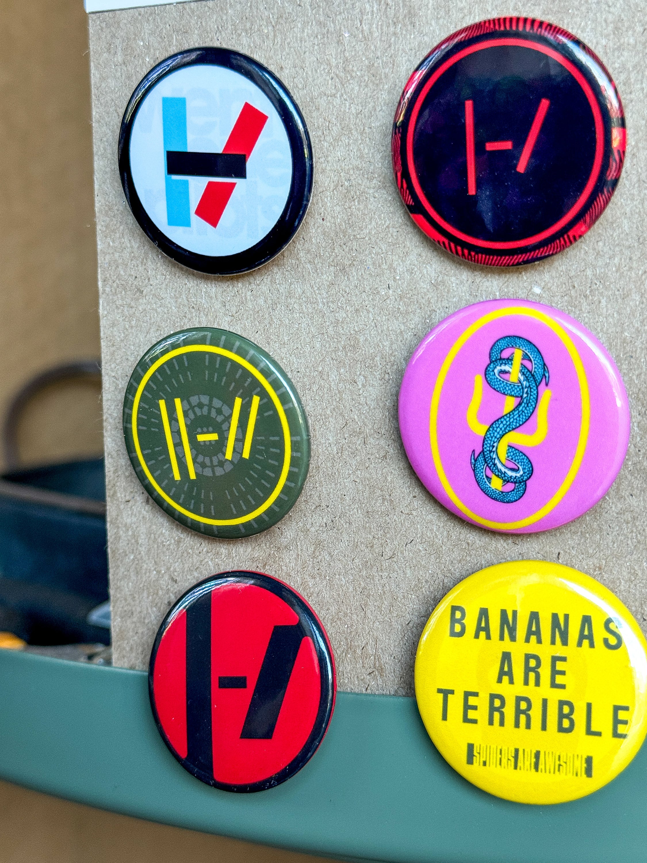 Twenty One Pilots Clancy Logo Merch Bananas Are Terrible 1.25 Buttons ...