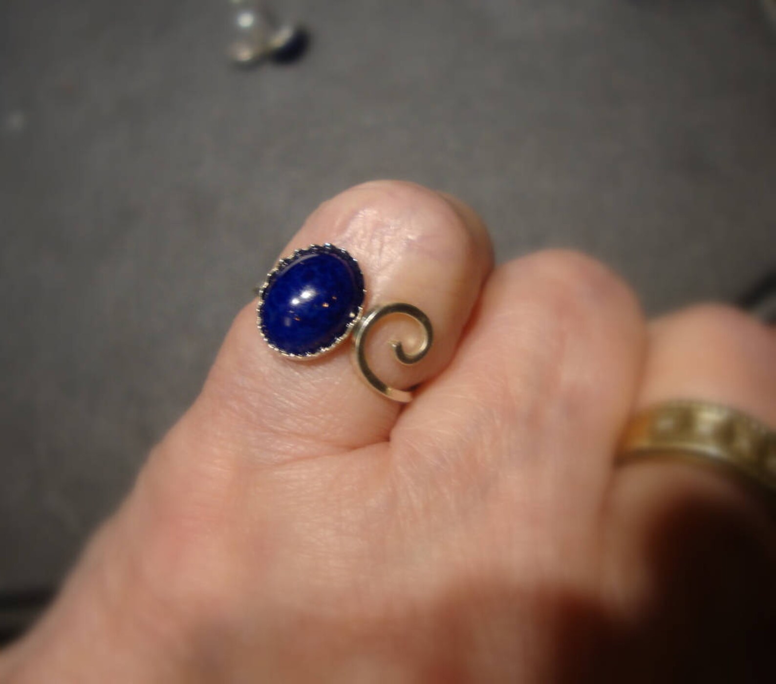 Lapis Ring Adjustable -choose Sizes 3 to 15- 10x8mm Solid Silver (925 ...