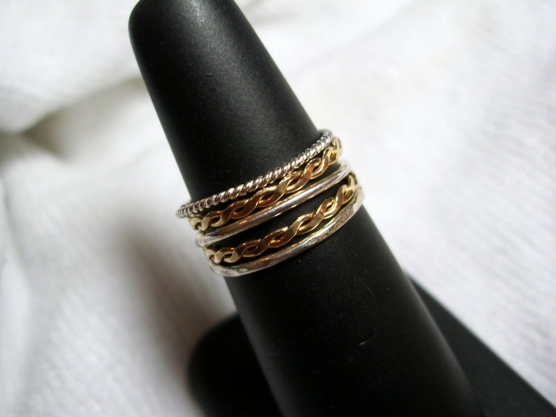 Ring 5 Stack Ring Set 5 Different Patterns/metals Sterling - Etsy
