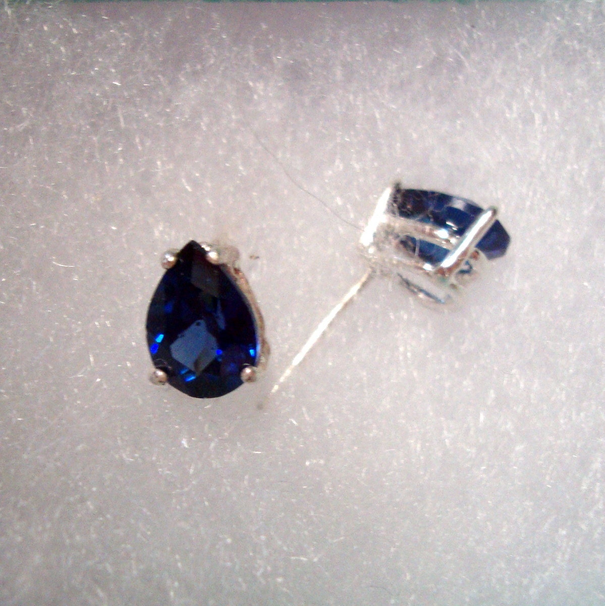 Earrings Gold Blue Sapphire Posts Studs Eco Friendly Yellow - Etsy