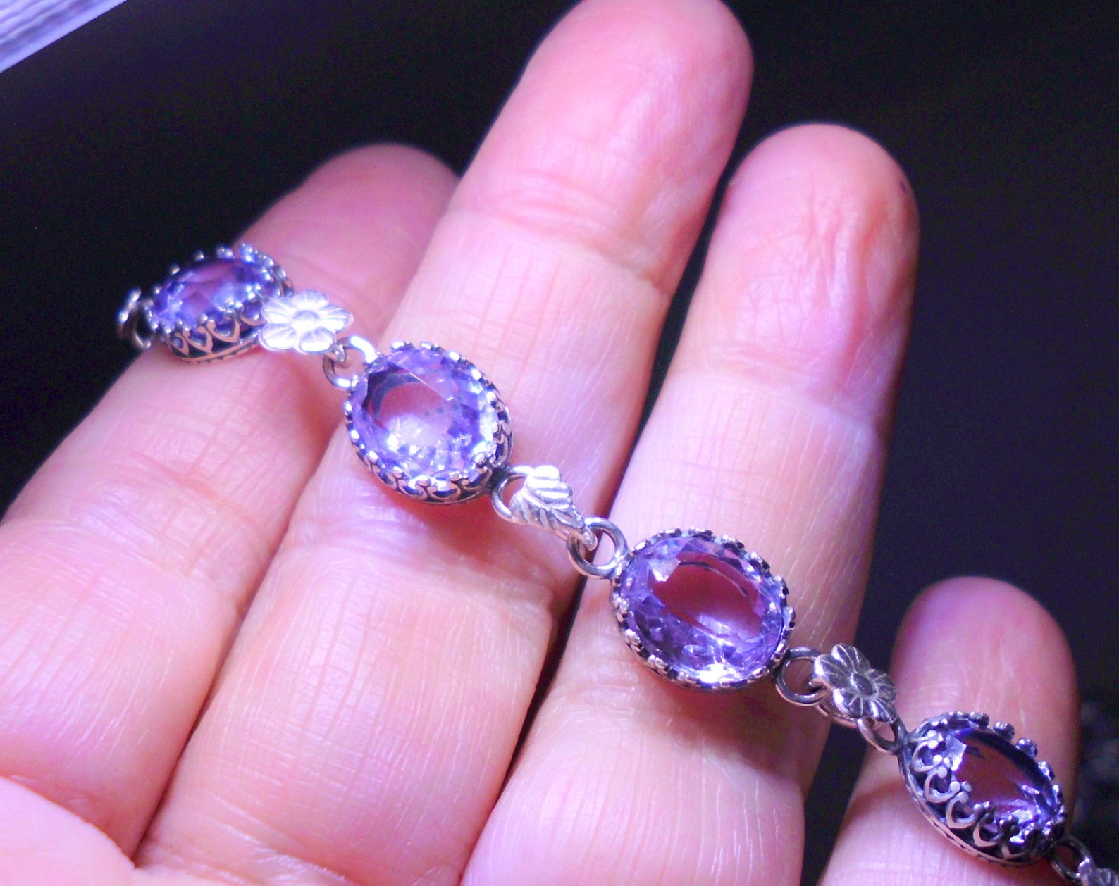Alexandrite Bracelet Color Change Lab, Crown Set in .925 Sterling ...