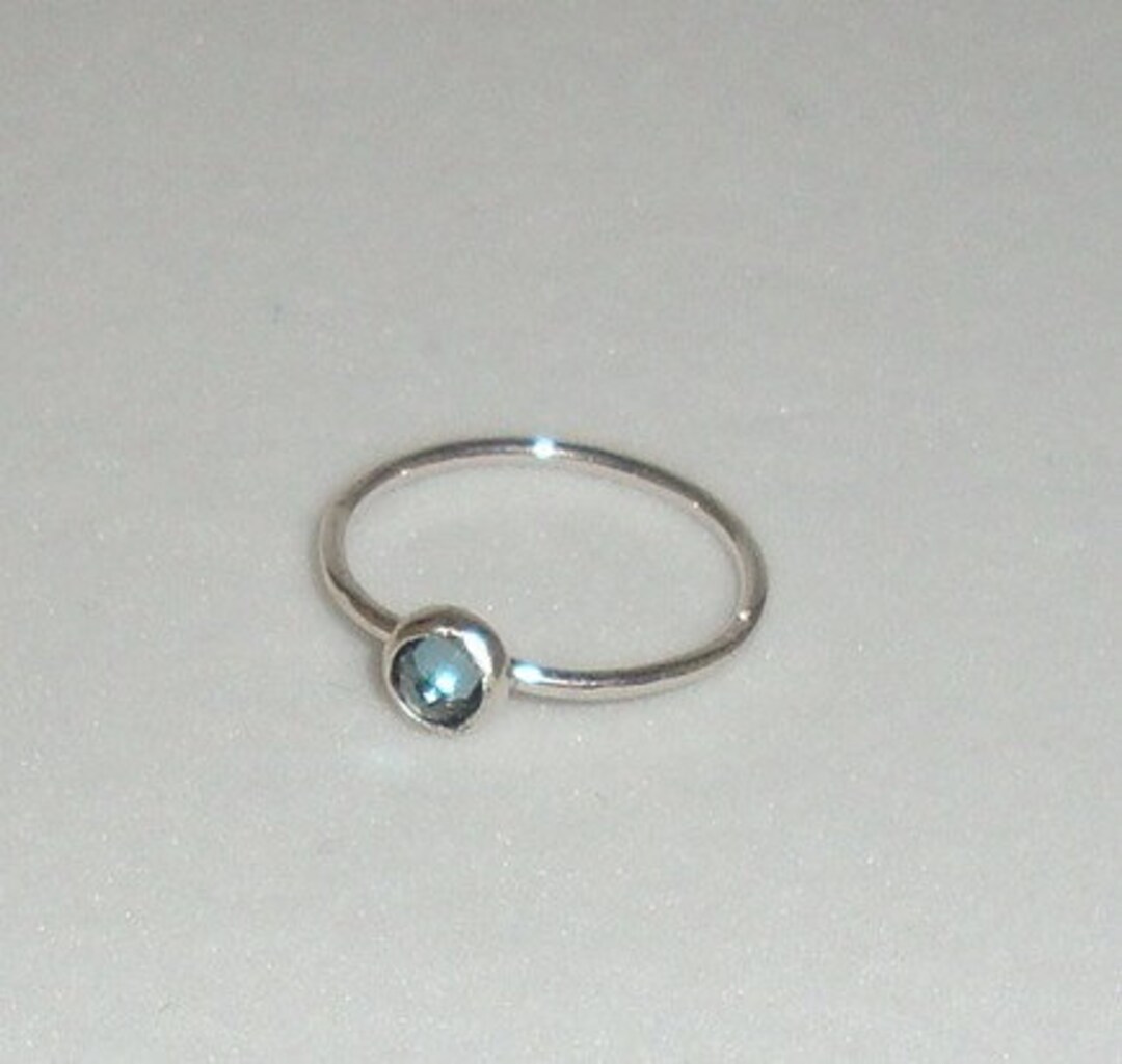 Clear Blue Natural Apatite Ring in Eco Friendly Sterling Silver - Stack ...