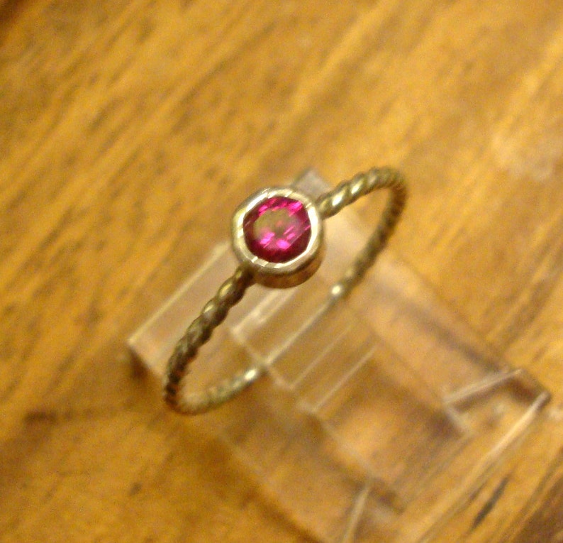Ruby Ring in Solid Gold, Silver or Gold Filled, 4mm Lab Ruby , Tube ...