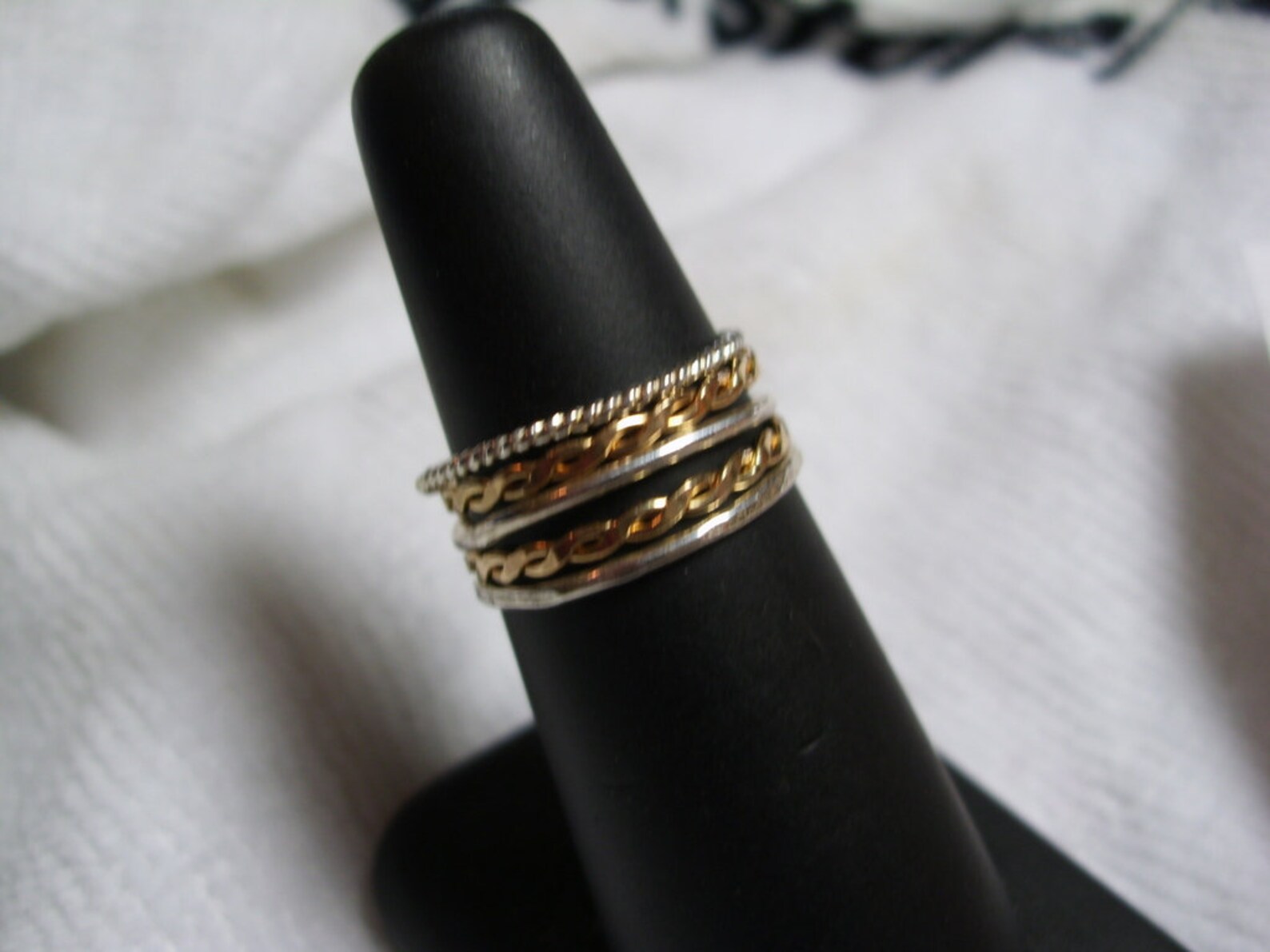 Ring 5 stack ring set 5 different patterns/metals Sterling | Etsy