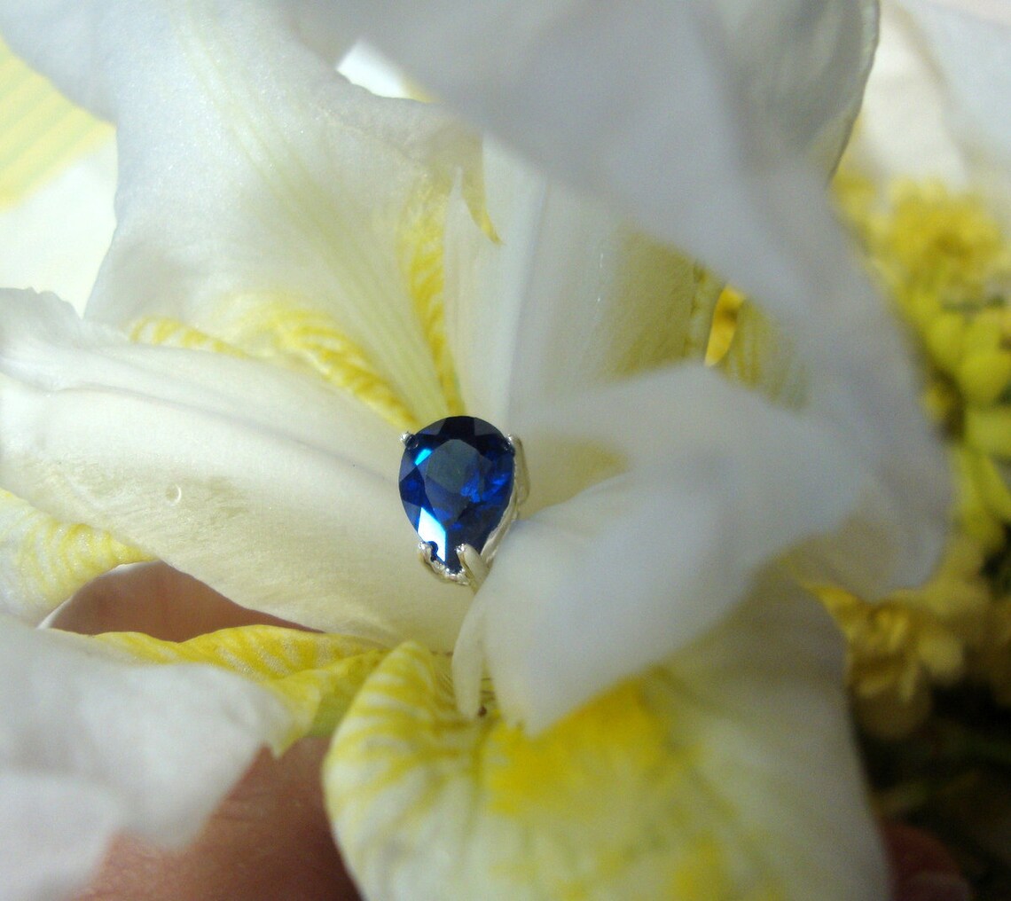 Earrings Gold Blue Sapphire Posts Studs - Eco Friendly Yellow or White ...