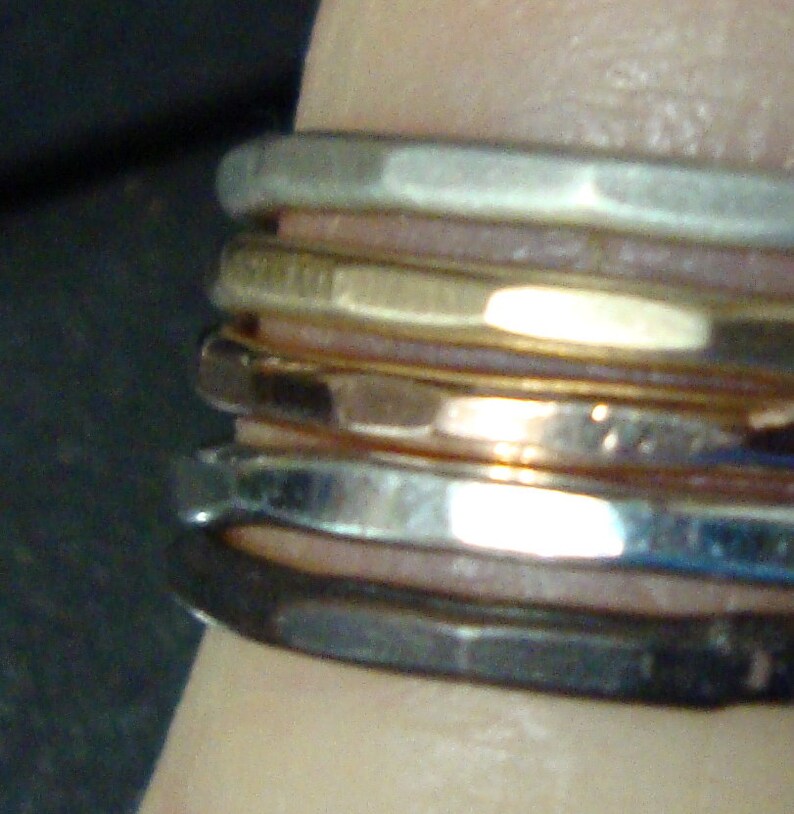 Ring - 5 Stack Interesting With 5 Different Finishes/ Metals - Sterling ...