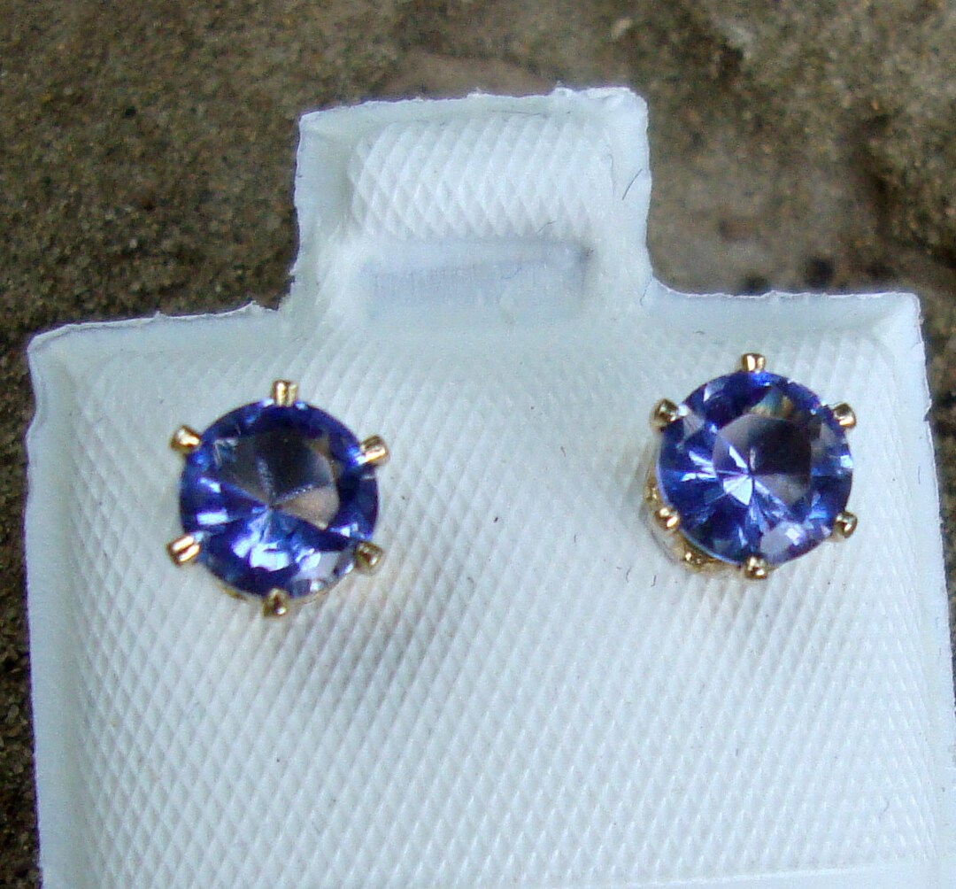 Earrings Water Sapphire 14k Gold -posts/studs- Ethical Reclaimed ...