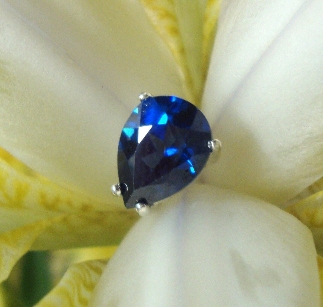 Earrings Gold Blue Sapphire Posts Studs - Eco Friendly Yellow or White ...