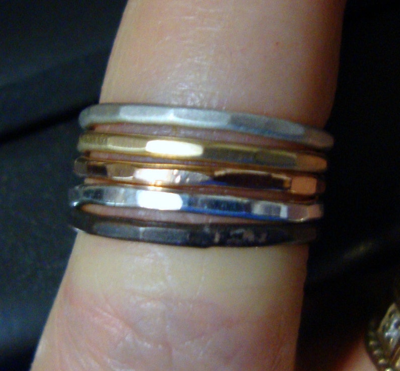 Ring 5 Stack Interesting With 5 Different Finishes/ Metals - Etsy