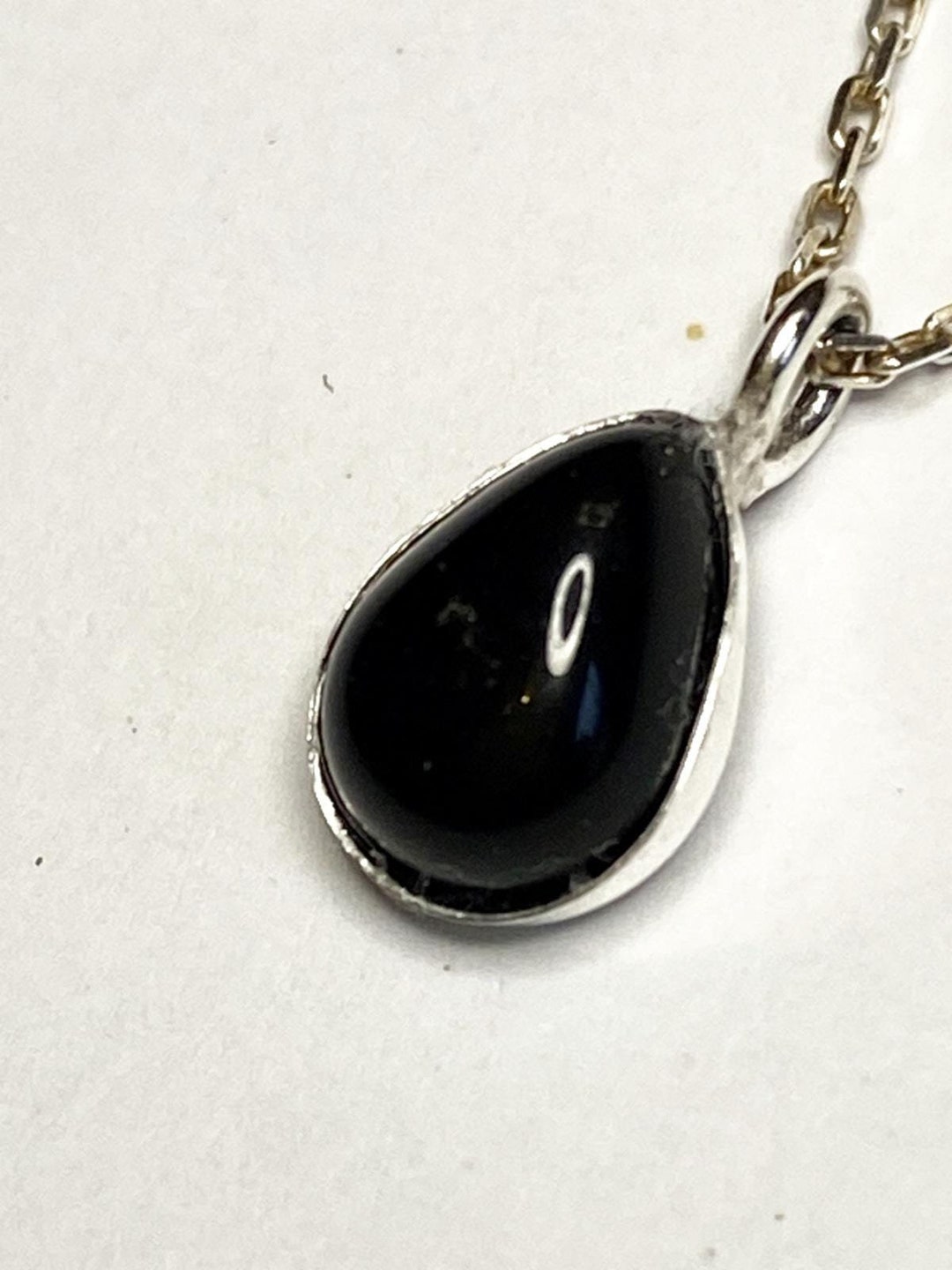 Apache Tears Pendant -solid 925 Sterling Silver - Tiny Teardrop With ...