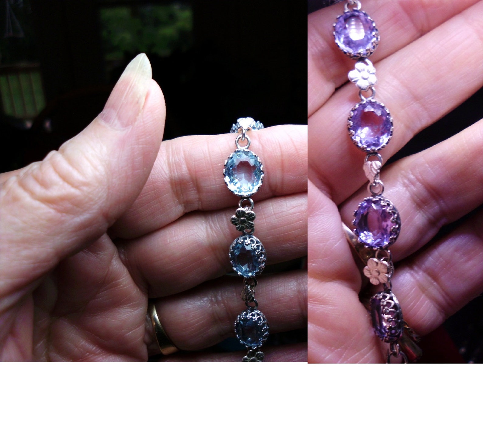 Alexandrite Bracelet Color Change Lab, Crown Set in .925 Sterling ...