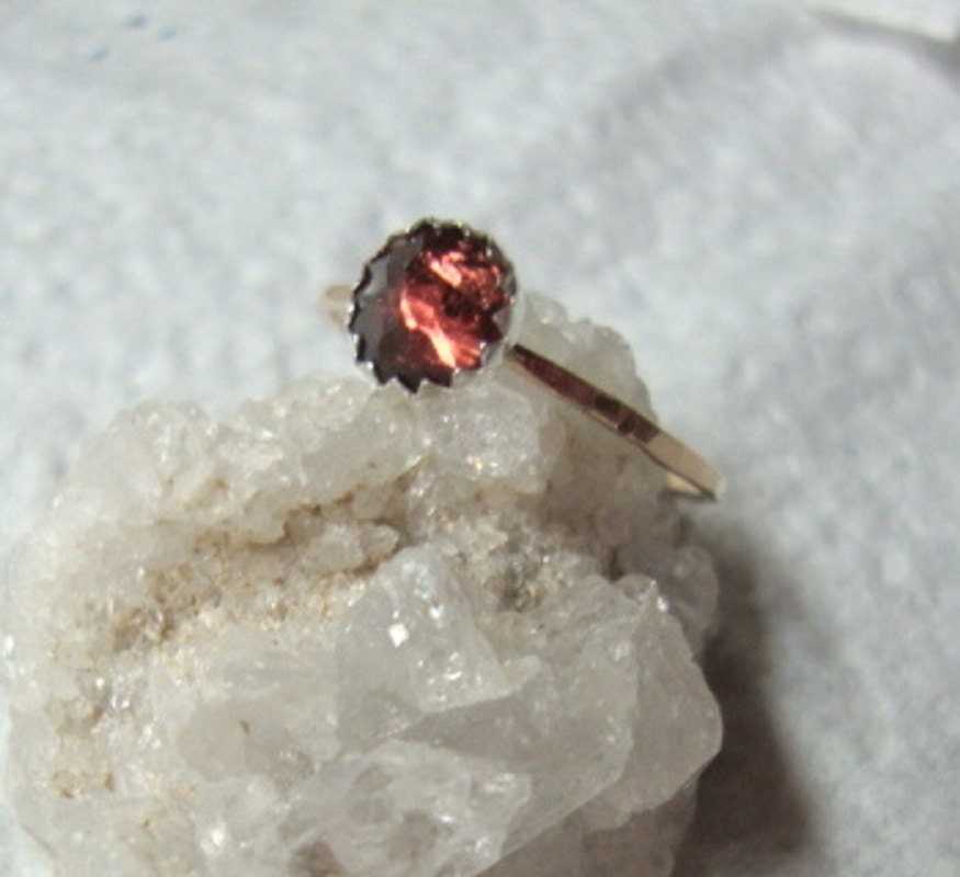 Raspberry Garnet Ring in Silver on Gold Filled Eco-friendly - Etsy