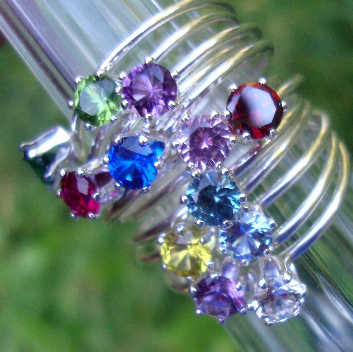 Ring Build-your-own Stack W Chosen Birthstones 4mm Stones - Etsy