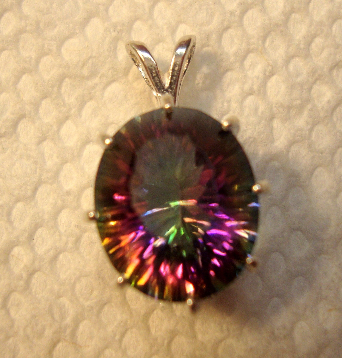 Pendant Mystic Rainbow Topaz DAZZLING 12x10/14x10 Mm Sterling Silver ...