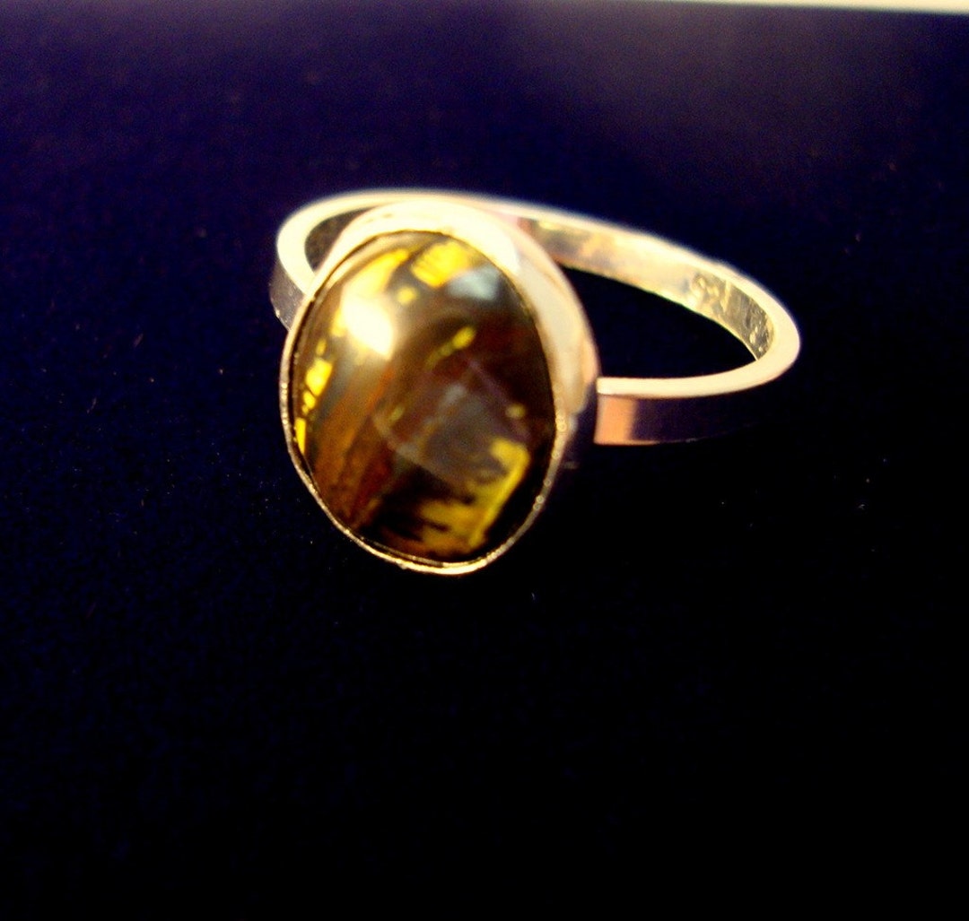 Ring - Oval 12x10mm Ironwood Stone in Sterling Silver Ring W Flattened ...
