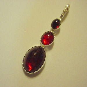 Deep Red Drops Pendant - Sterling Silver - Vintage Garnet Red Crystal ...