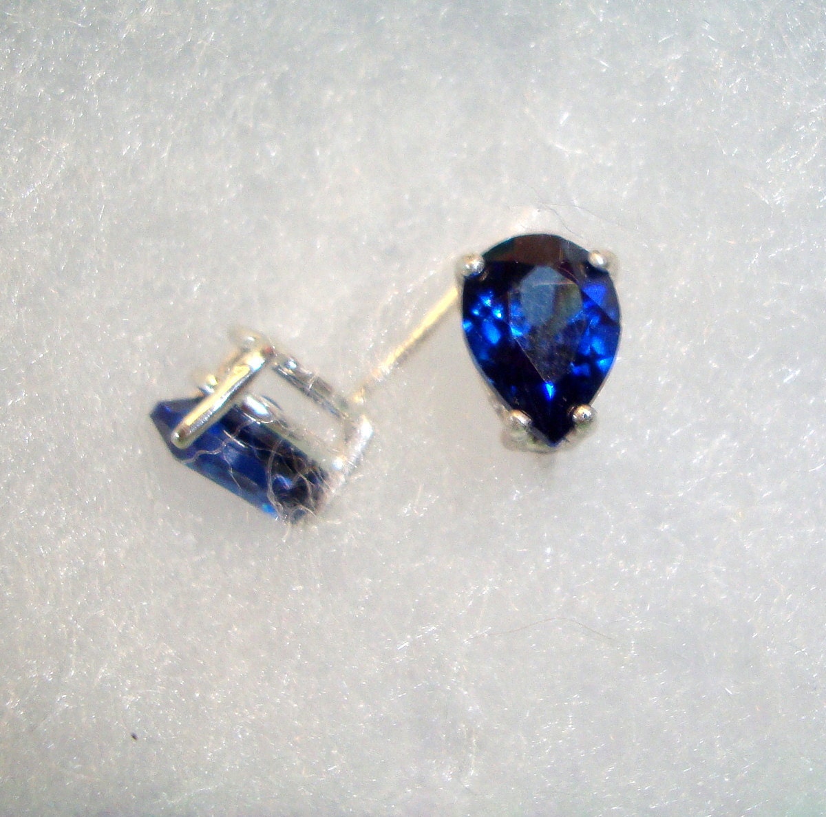 Earrings Gold Blue Sapphire Posts Studs Eco Friendly Yellow - Etsy