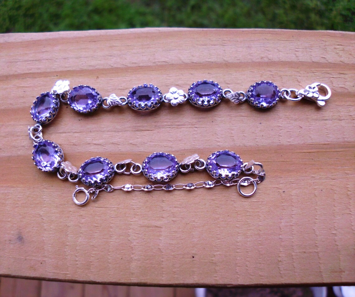 Alexandrite Bracelet Color Change Lab Crown Set in .925 | Etsy