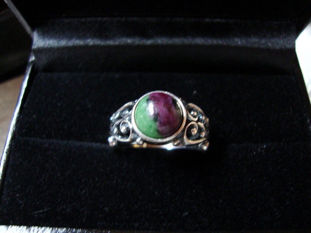 Ring -ruby Zoisite Set in Eco-friendly Sterling Silver Filigree Sourced ...