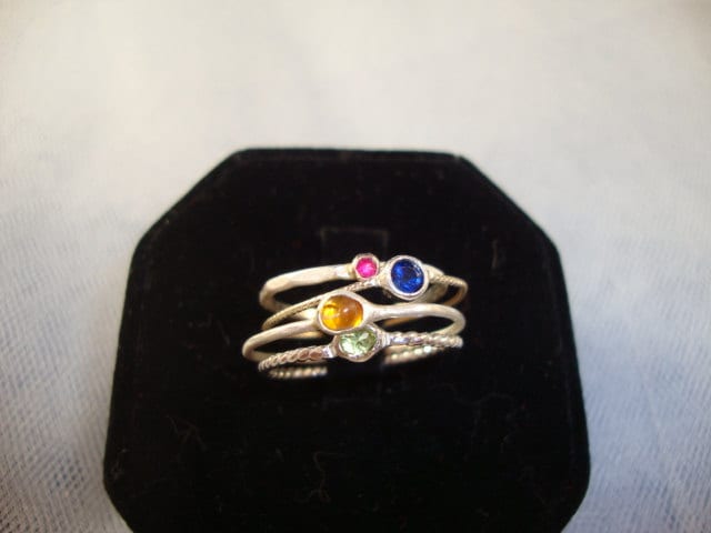 Stack of Jewels in 10K Gold and Sterling Silver 4 Rings | Etsy