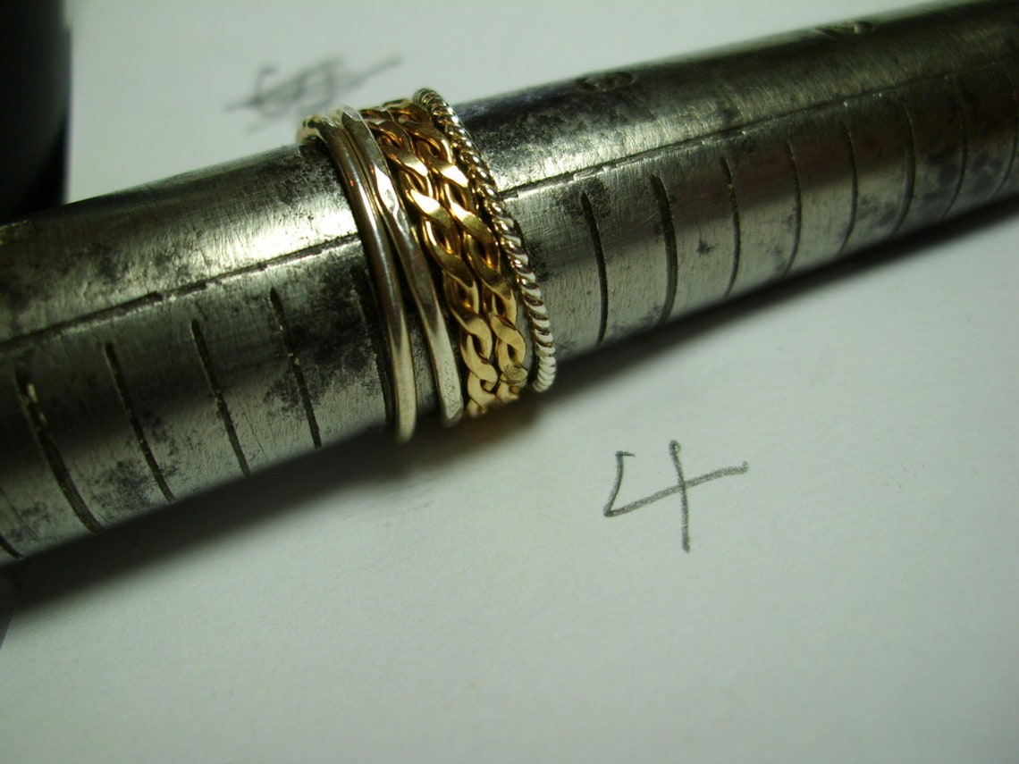 Ring 5 stack ring set 5 different patterns/metals Sterling | Etsy