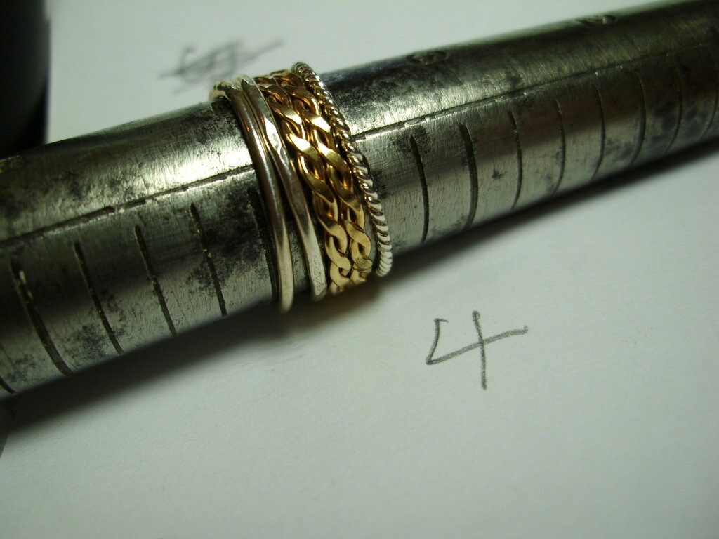 Ring 5 stack ring set 5 different patterns/metals Sterling | Etsy