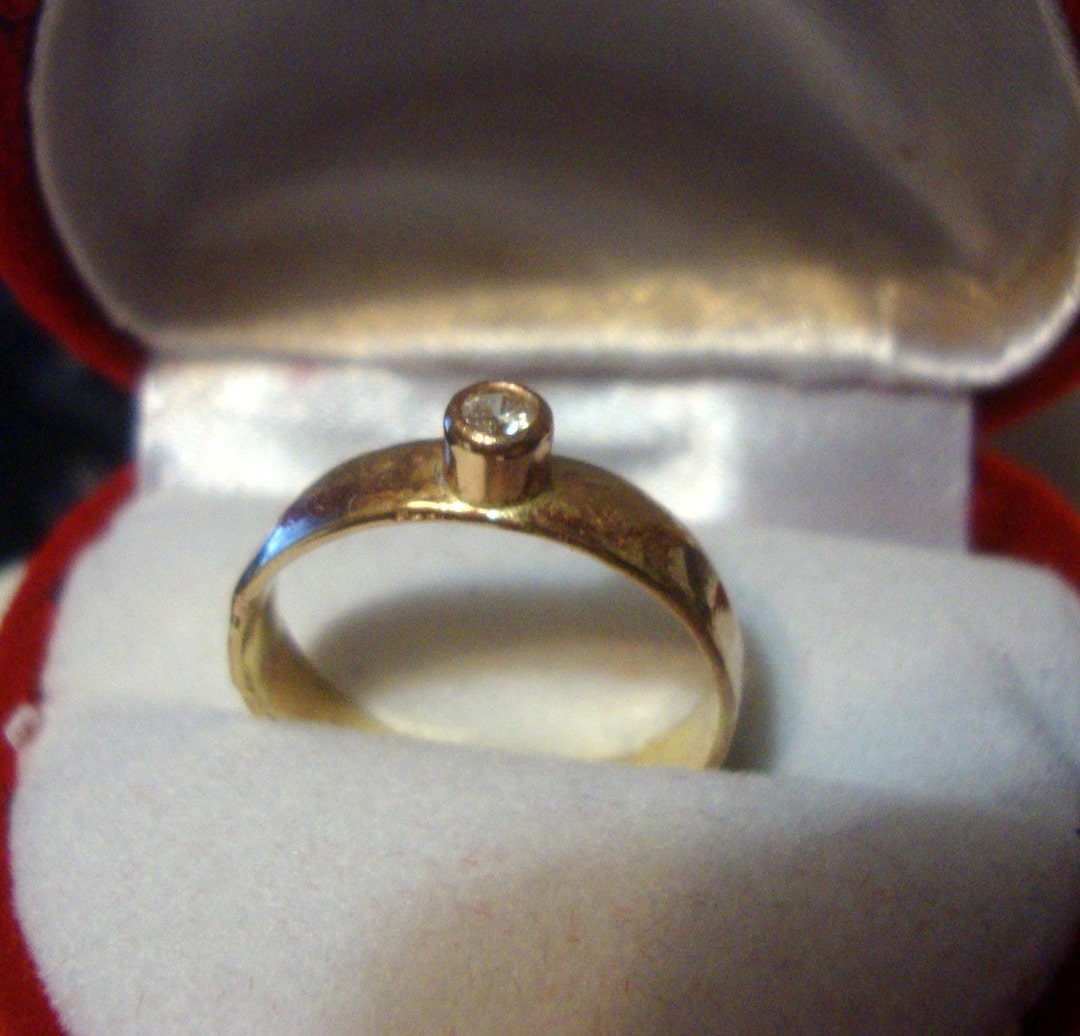 Diamond Ring, 4mm Wide 14k Yellow Gold Solid, Clean White .1 Ct ...