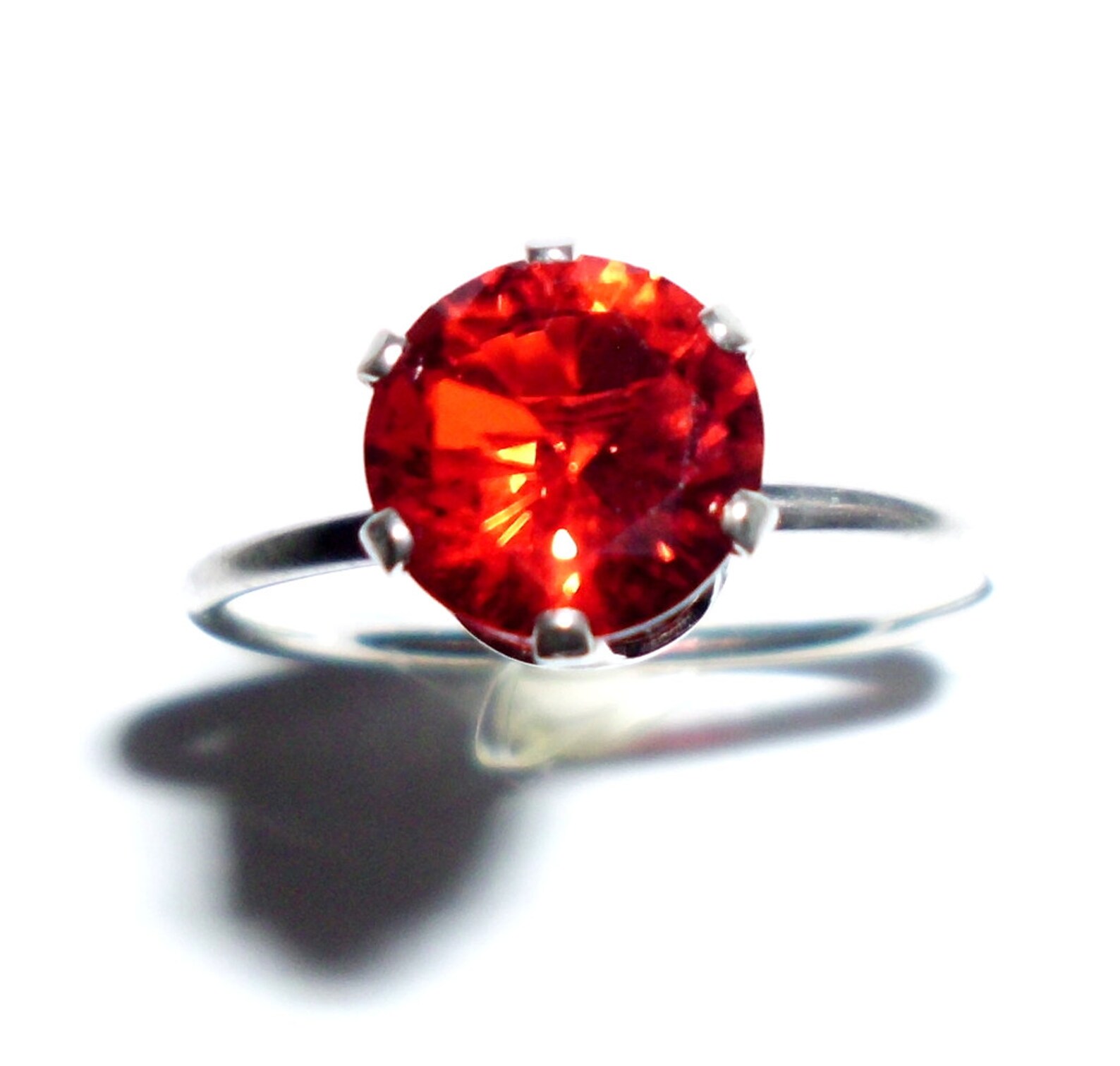 Ring Fiery RED 8mm Solid Sterling Silver Screaming Red- Custom Handmade ...
