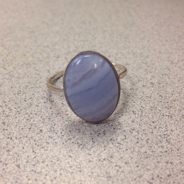 Blue Lace Agate Ring .925 Sterling Silver - Etsy