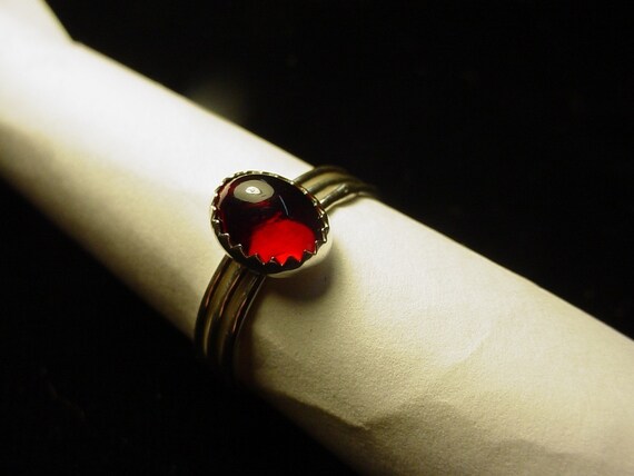 Blood Red Stacker 3 Skinny Rings Sterling Silver Custom - Etsy