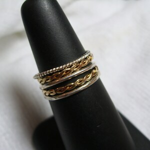 Ring 5 Stack Ring Set - 5 Different Patterns/metals - Sterling Silver ...